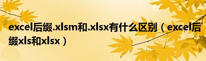 Excel后缀xlsm和xlsx有什么区别（excel后缀xls和xlsx）环球知识网 